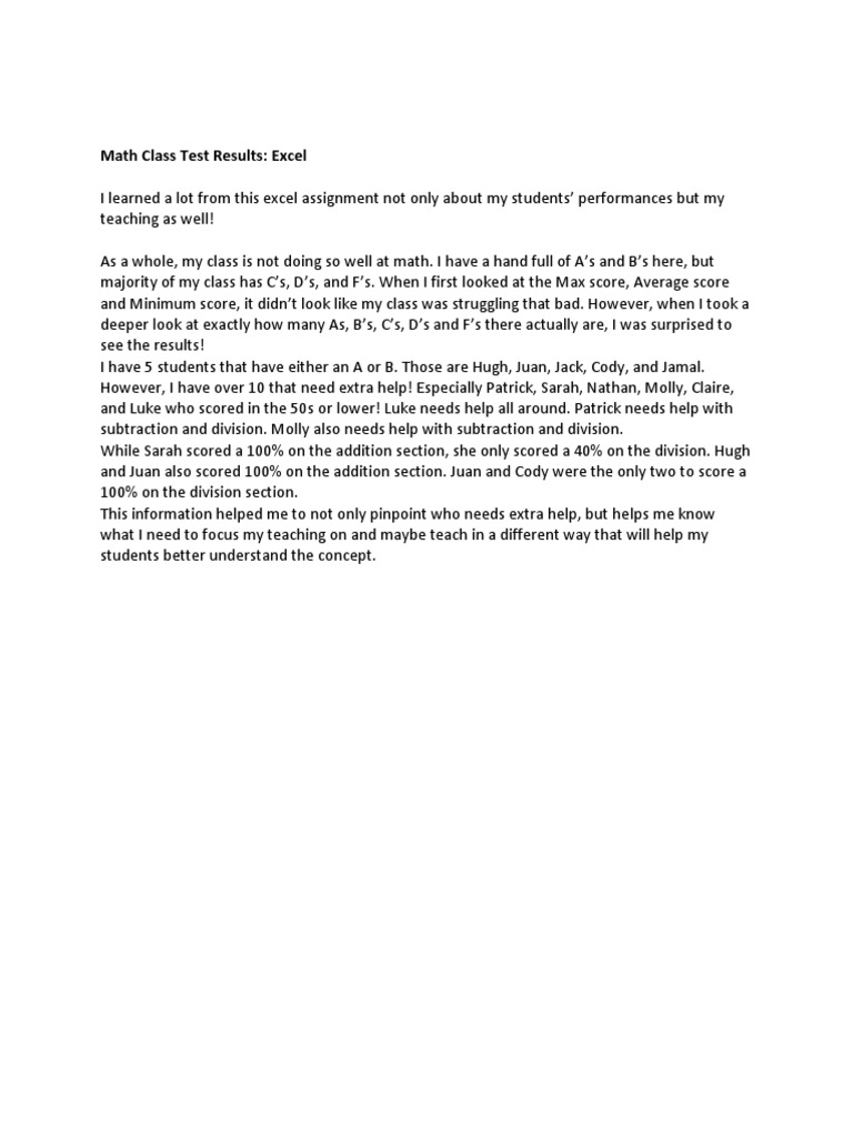 Math Test Results Analysis and Insights | PDF