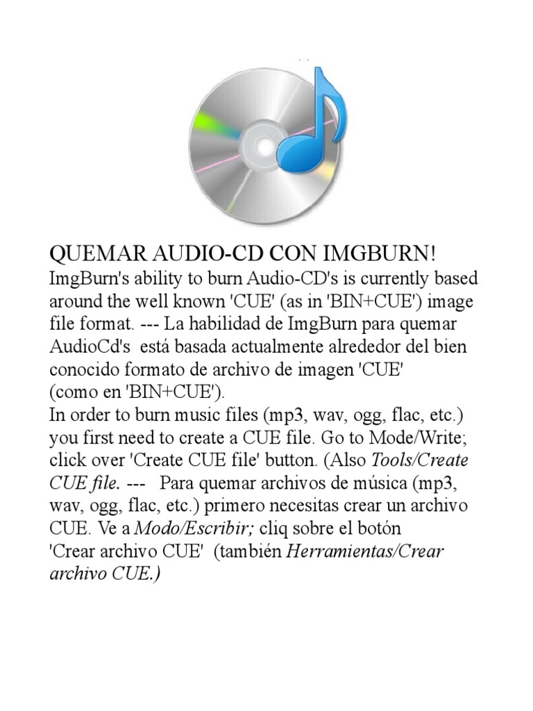Quemar Audio-CD Con ImgBurn (3.288 KB) | PDF