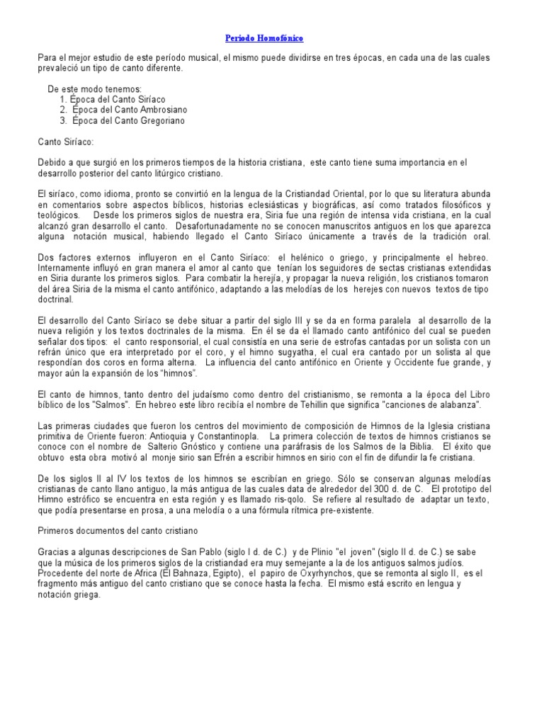Periodo Homofónico-1 | PDF | Salmos | Himnos