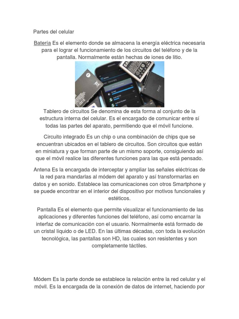 Partes y funciones del celular | PDF | Telefonía móvil | Memoria de ...