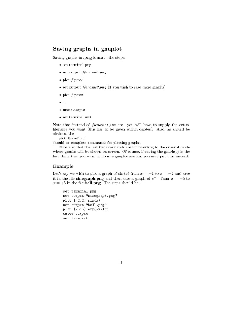 Saving Graphs in Gnuplot: Example | PDF