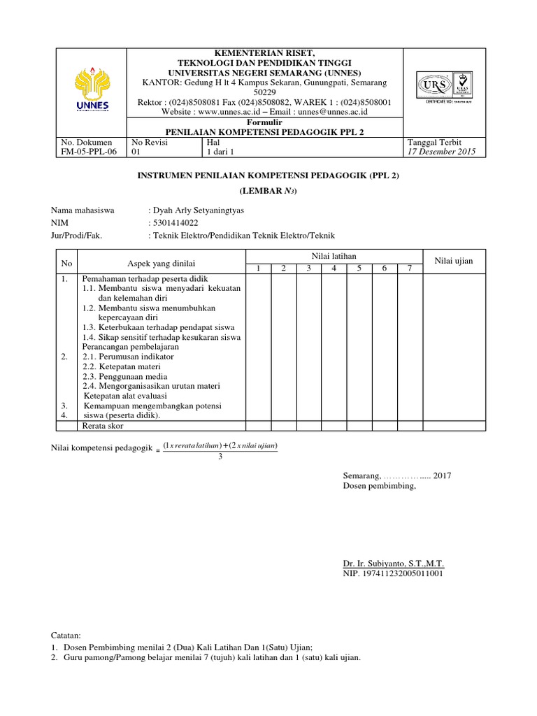 Instrumen Penilaian Dosbing | PDF
