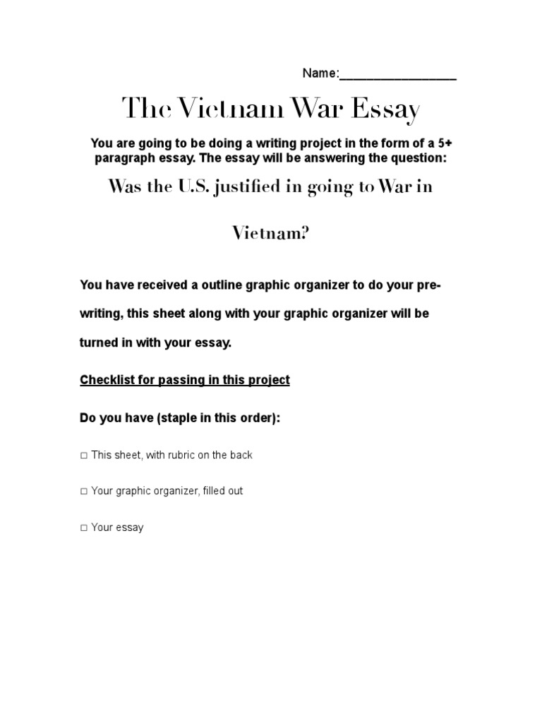 Vietnam War Essay Question Ehd520 | PDF | Essays | Argument