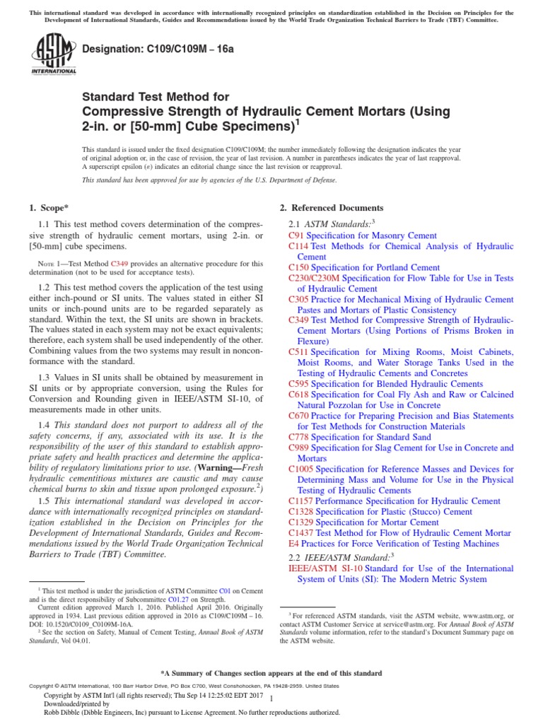 ASTM - Standard Test - Cement Mortars | PDF | Cement | Mortar (Masonry)
