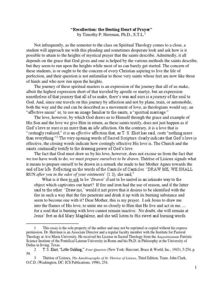 Recollection: The Beating Heart of Prayer | PDF | Grace In Christianity ...