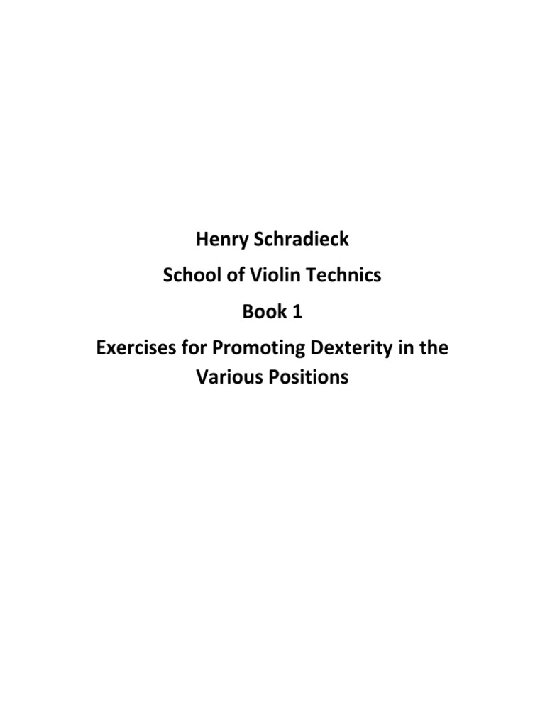 Schradieck School of Violin Technics Libro 1 PDF | PDF