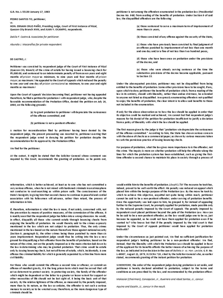 Crim Cases - Construction | PDF | Probation | Sentence (Law)