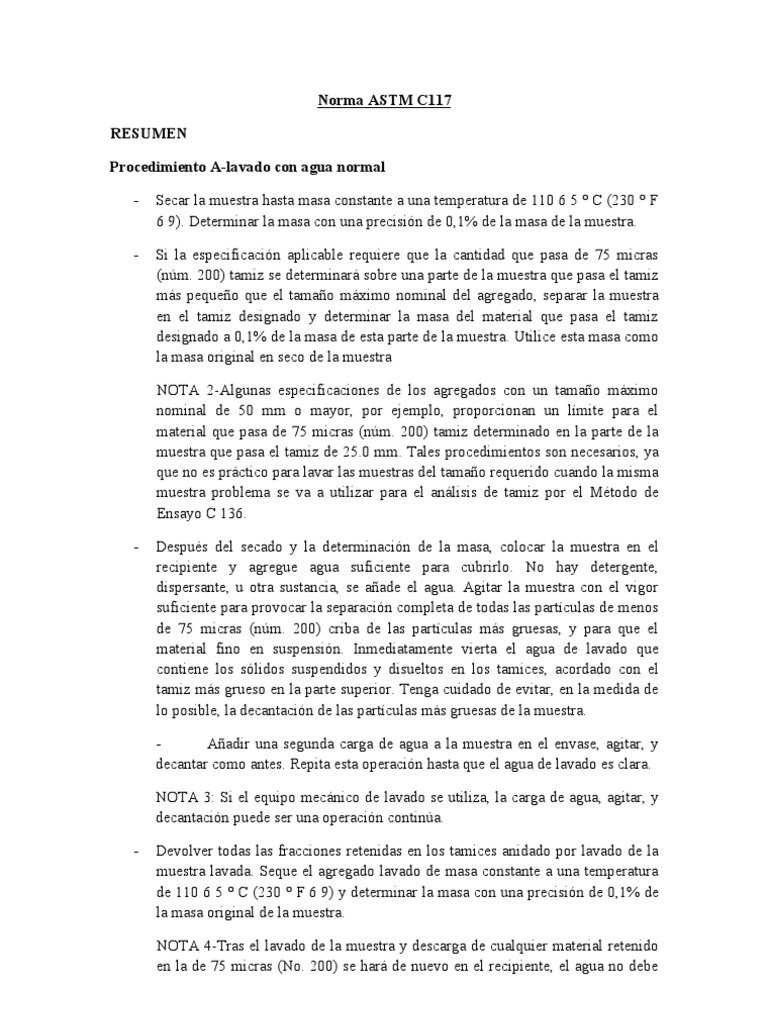 Norma ASTM C117 | PDF | Partículas | Masa