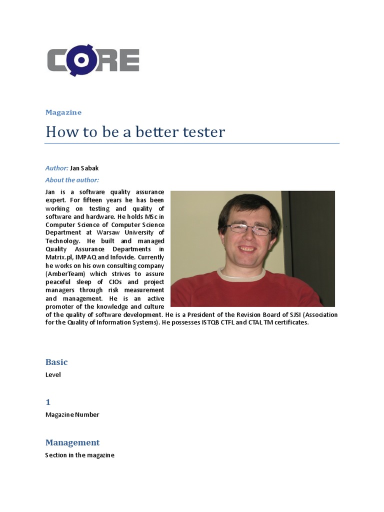 How To Be A Better Tester | PDF | Software Testing | Goal