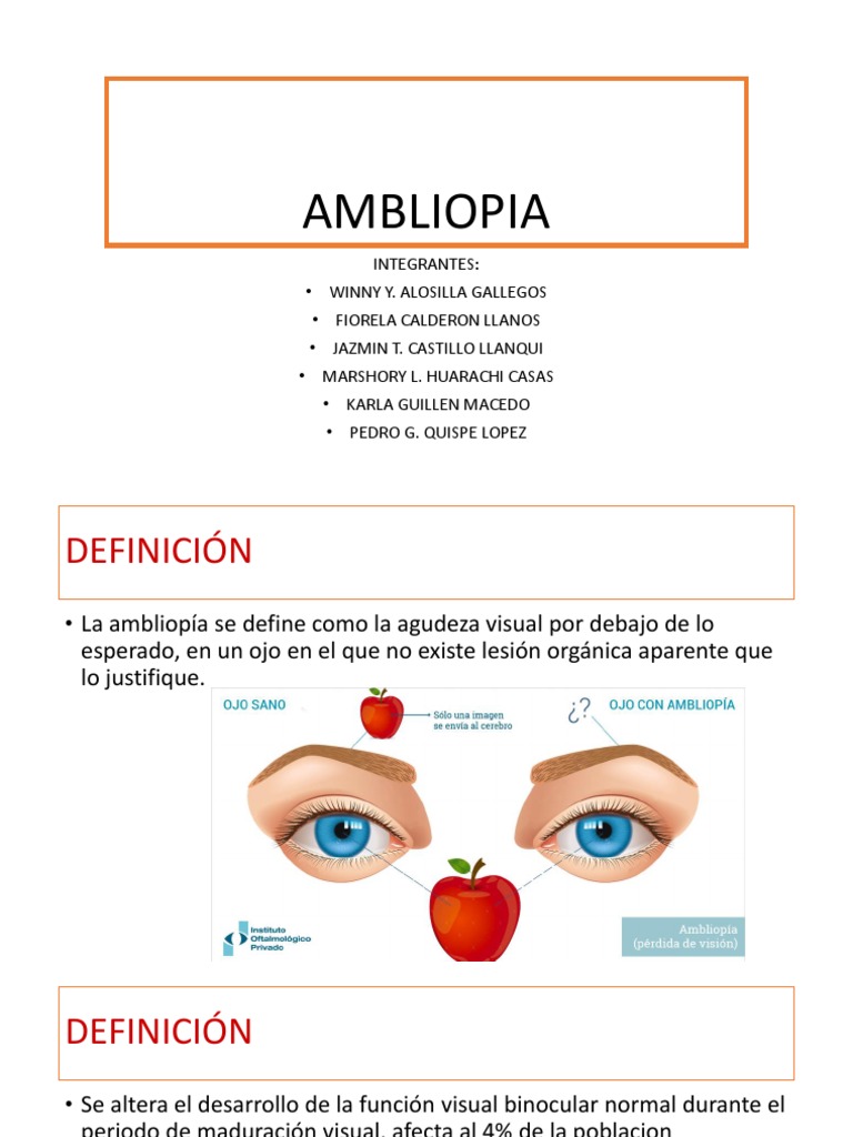 Definición y tipos de ambliopía | PDF