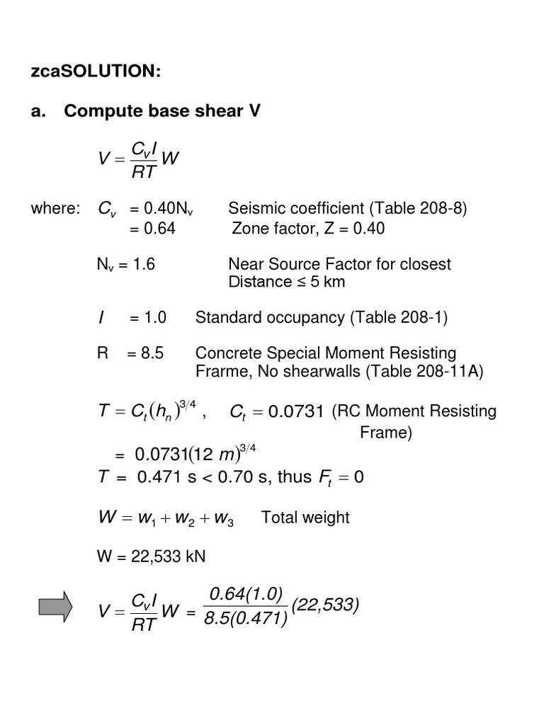 Calculation of Seismic Forces and Distribution to Building Frames | PDF ...