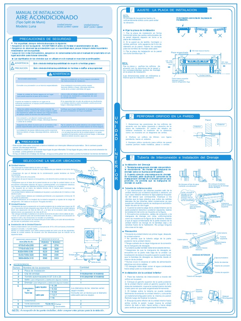 Manual Split ATMA ATS25 - 32C - H08 | PDF | Corriente eléctrica | Tornillo