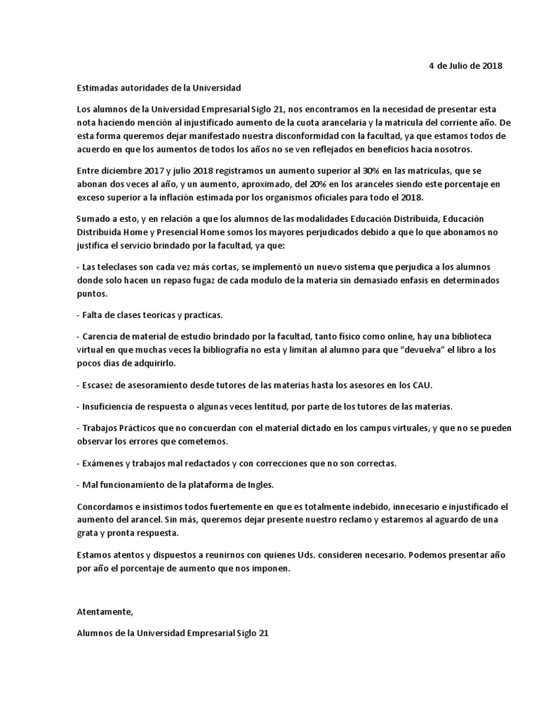 UES Carta Reclamo | PDF