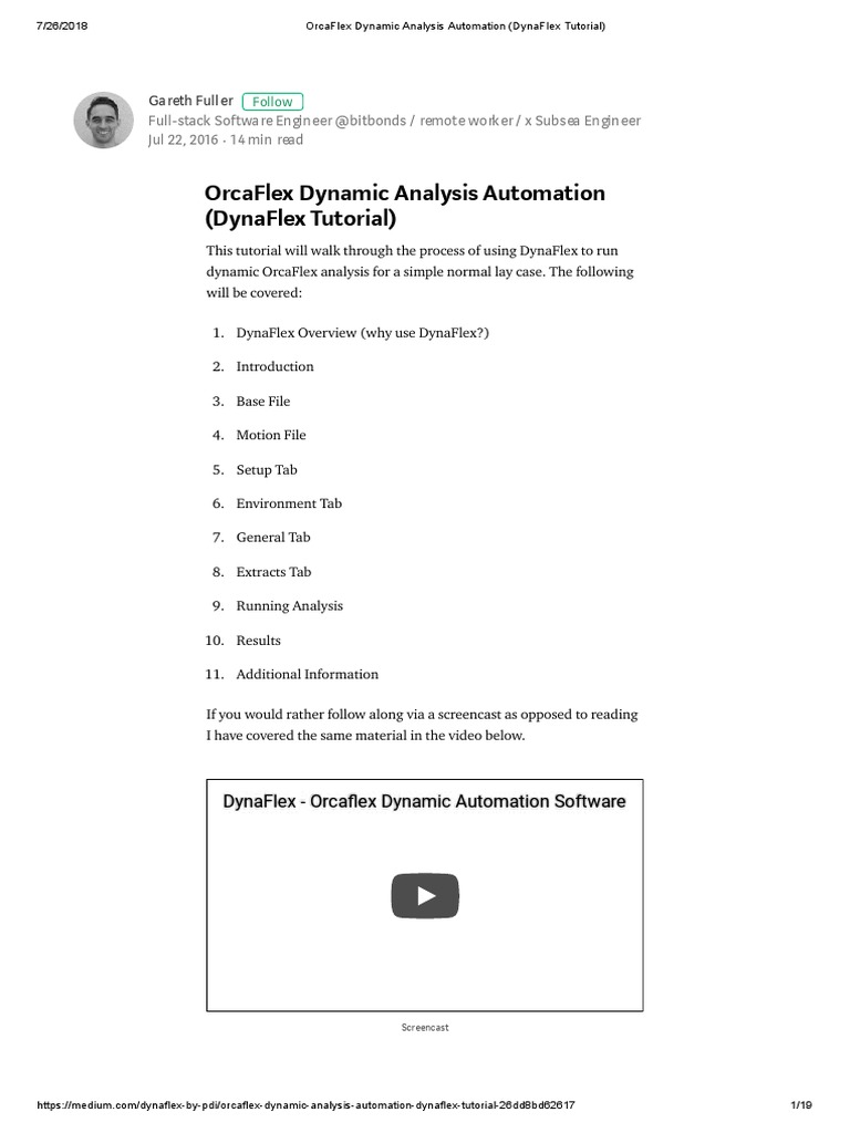 OrcaFlex Dynamic Analysis Automation (DynaFlex Tutorial) | PDF | Simulation | Spreadsheet