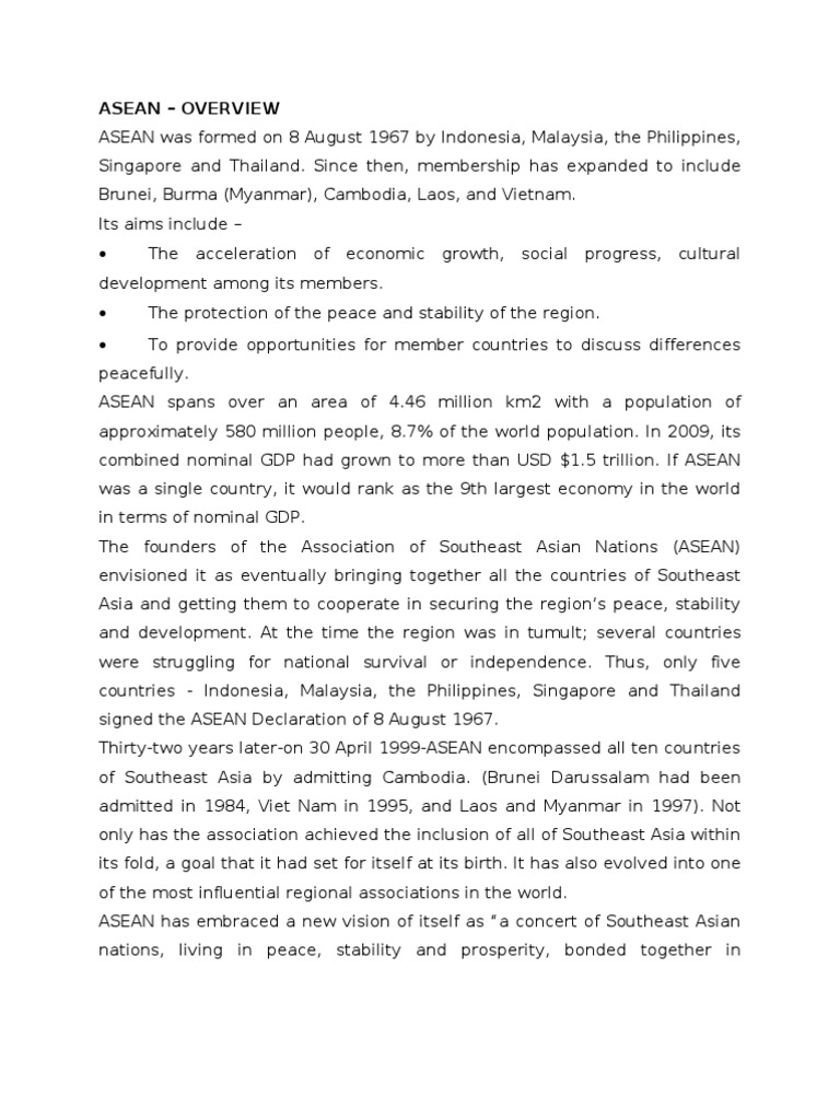 ASEAN Final | PDF | Asean Free Trade Area | Association Of Southeast ...