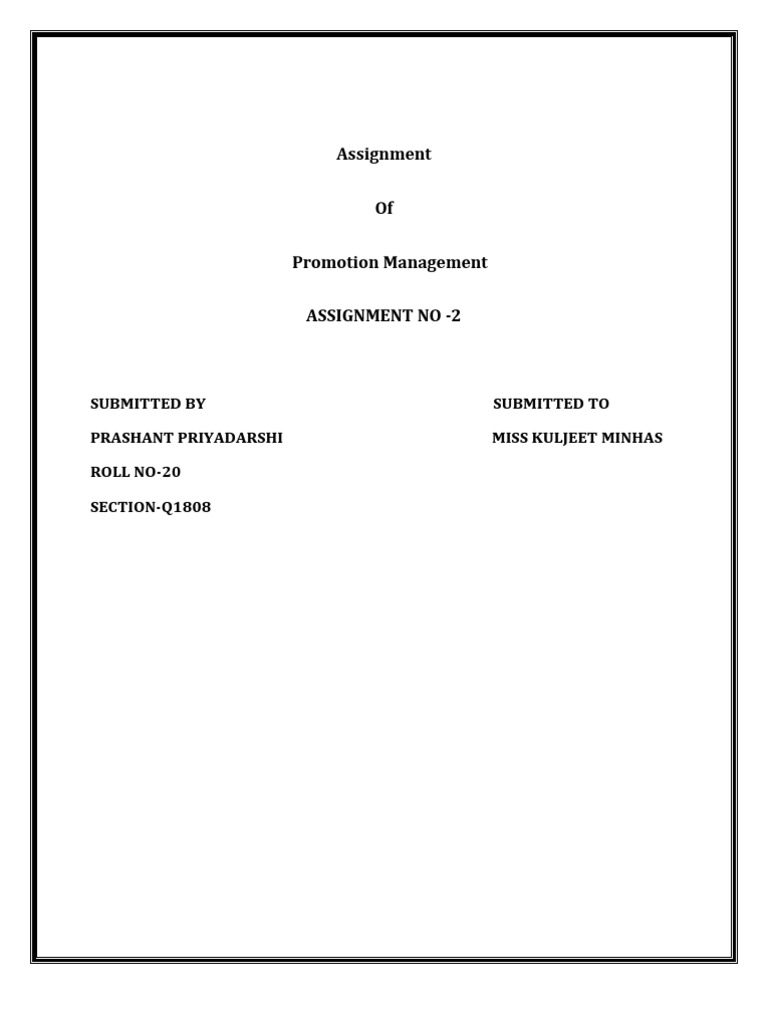 Prashant Priyadarshi Assignment 2 Promotion Managemnt (On Cadbury ...