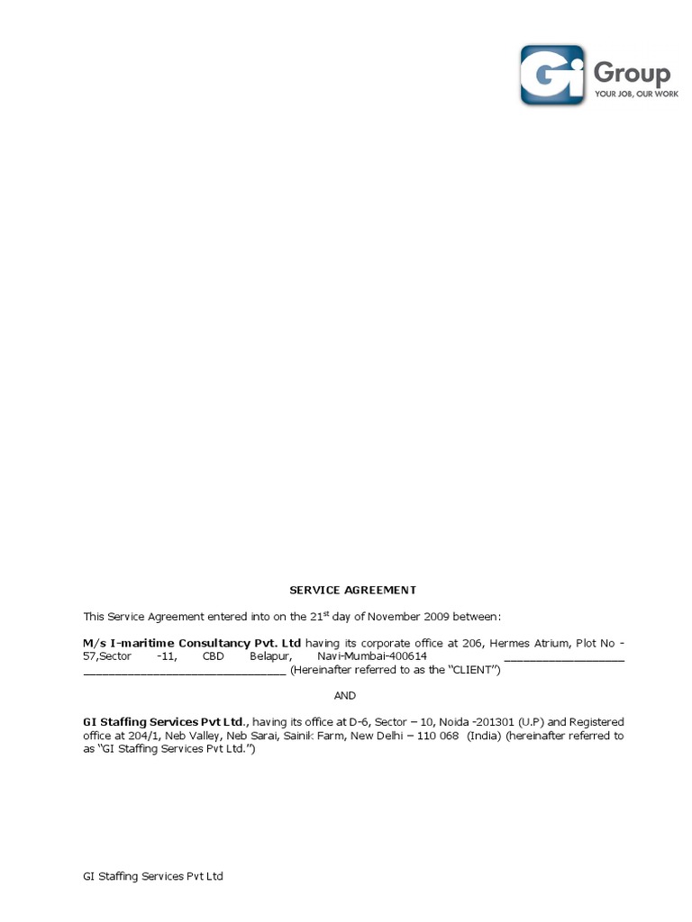 SAMPLE Service Agreement Template | PDF | Employment | Salary