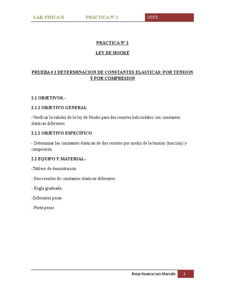 Informe Lab FIS 102 Practica 02.odt | PDF | Masa | Medición