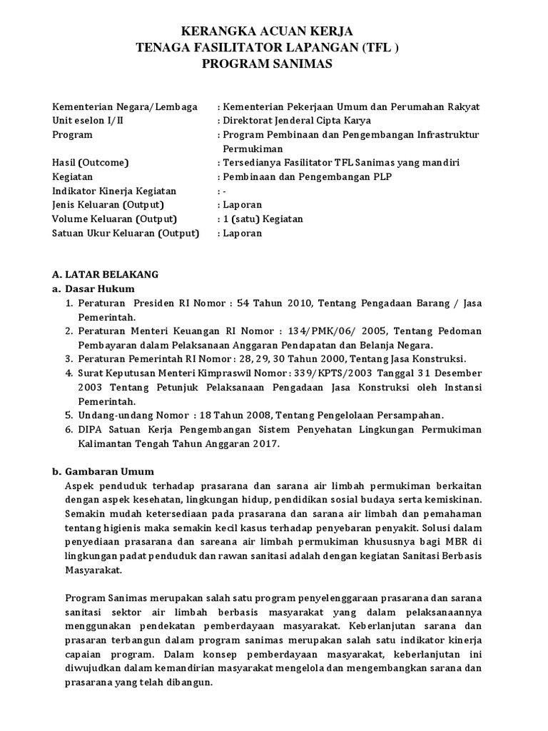 Tugas dan Kualifikasi TFL Sanimas | PDF | Ilmu Sosial | Sains & Matematika