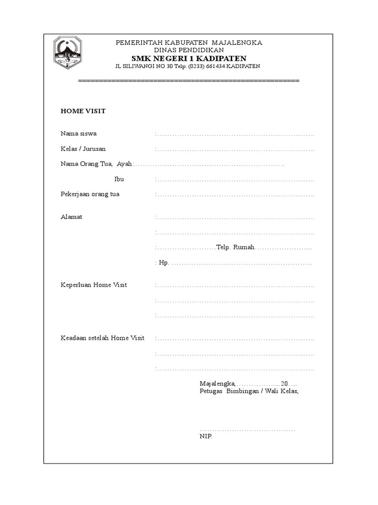 SMK Negeri 1 Kadipaten: Home Visit | PDF