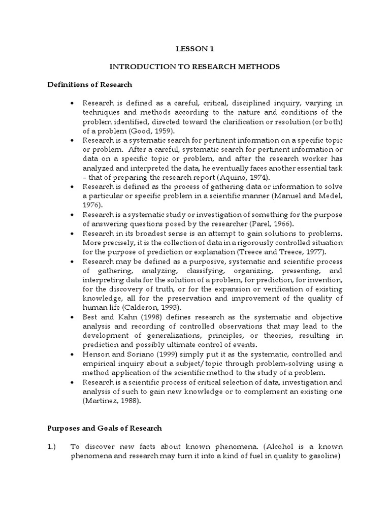 Introduction To Research Handout and Activity | PDF | Experiment ...