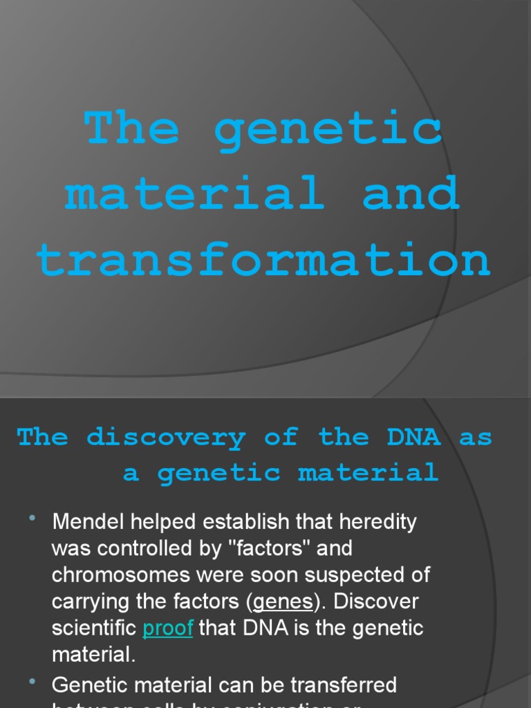 The Genetic Material and Transformation | PDF | Transformation ...