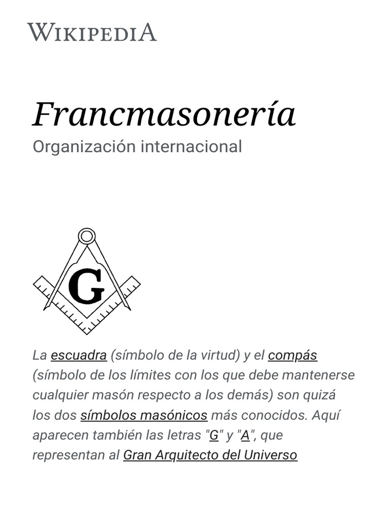 Francmasonería - Wikipedia, La Enciclopedia Libre | Masonería | Papa
