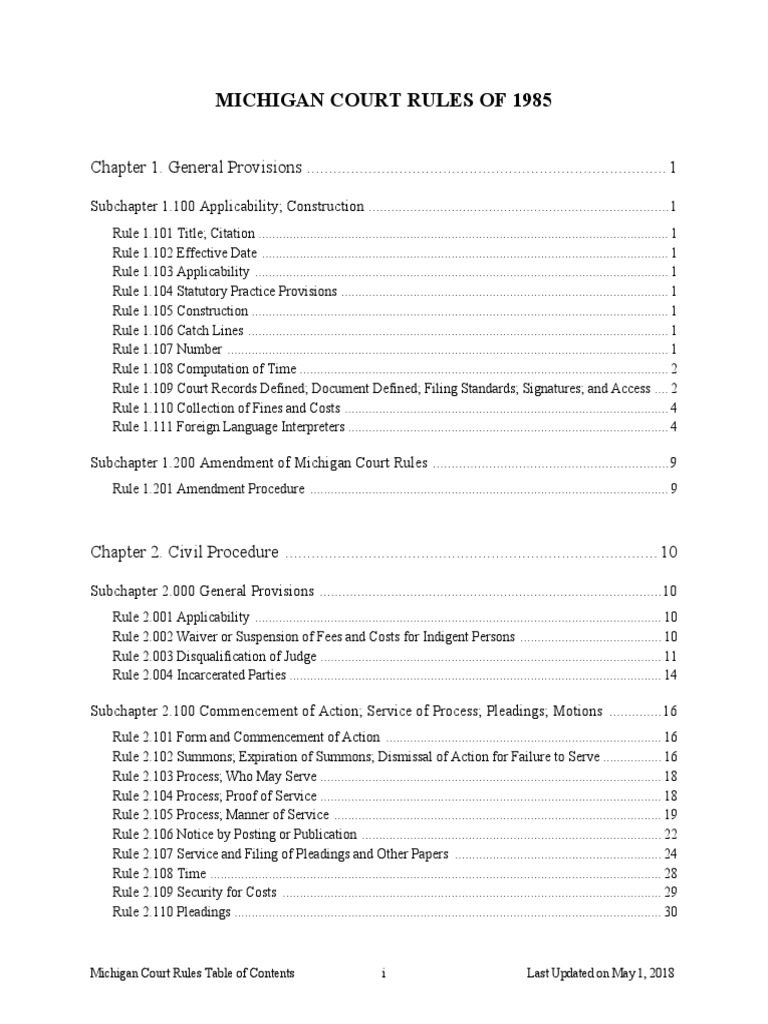 Michigan Court Rules | Discovery (Law) | Deposition (Law)