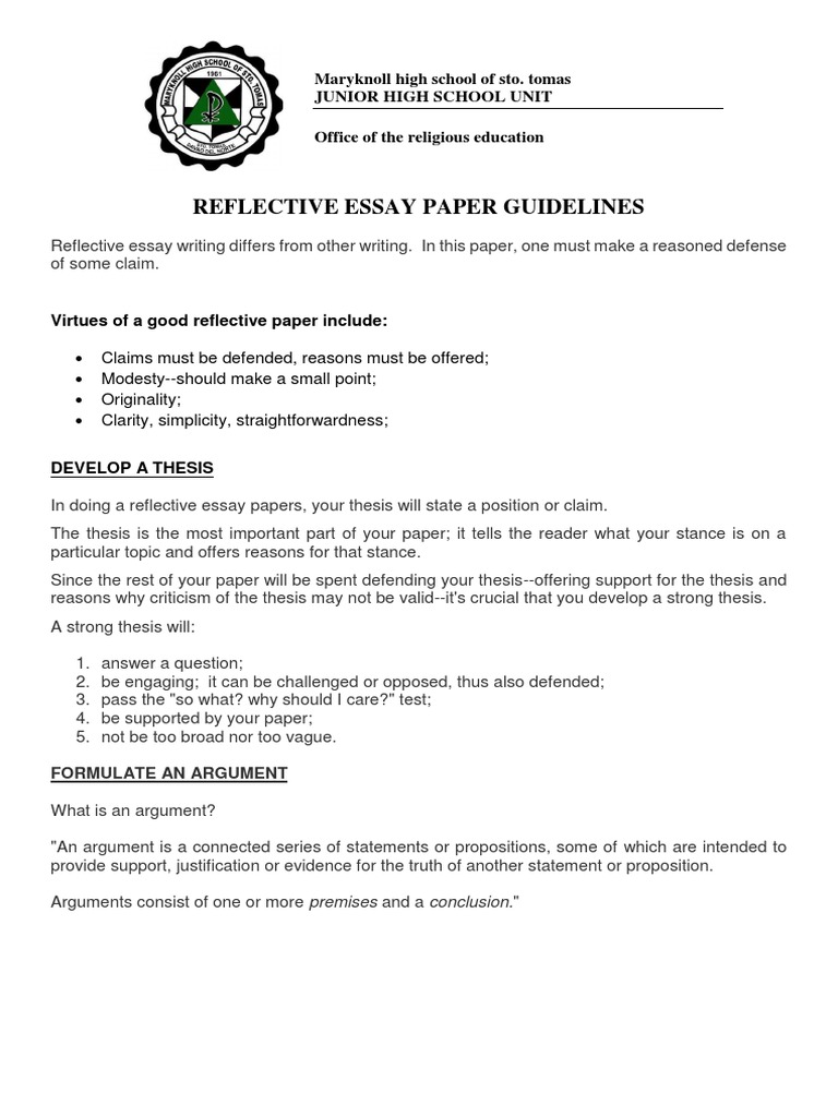REEd Reflective Paper Guidelines | PDF | Argument | Essays