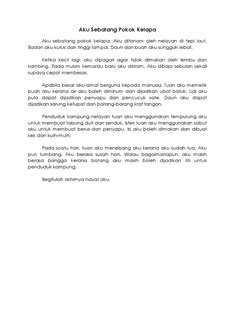 Aku Sebatang Pokok Kelapa | PDF