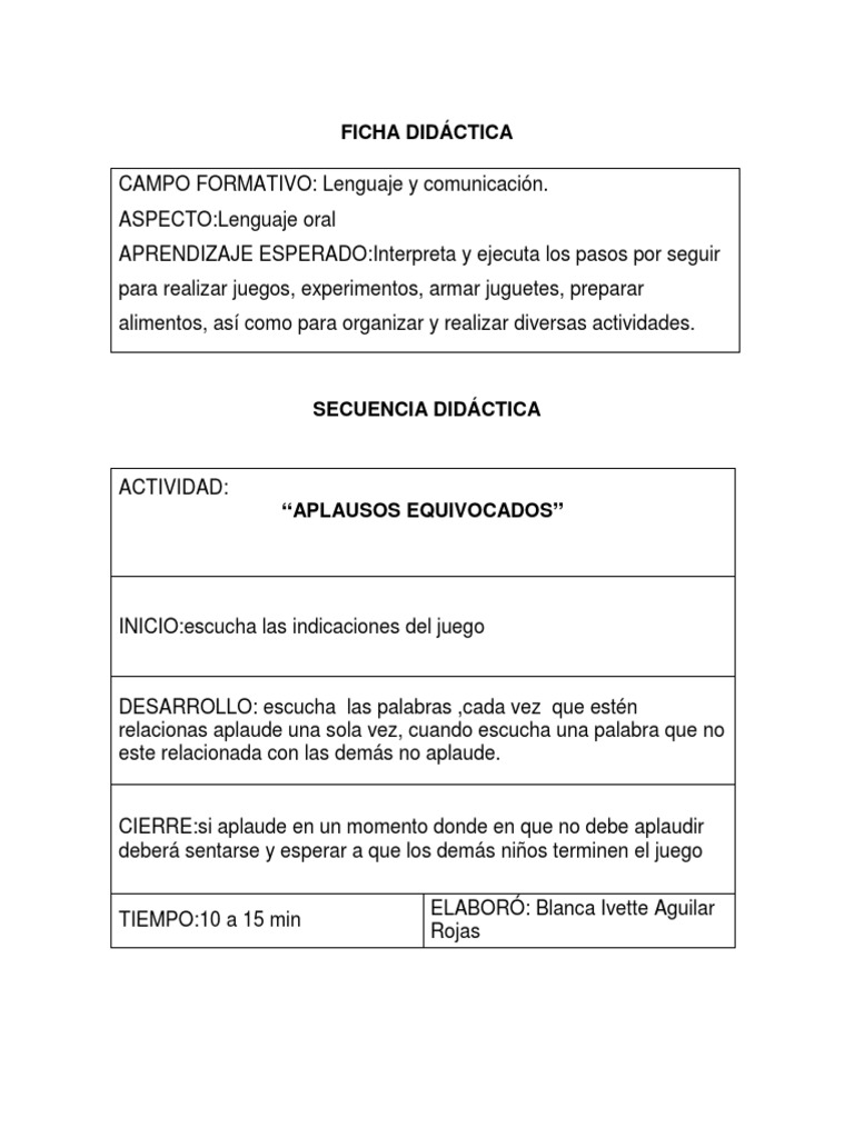 Fichas Didácticas para Lenguaje Oral | PDF | Aprendizaje | Modificación ...