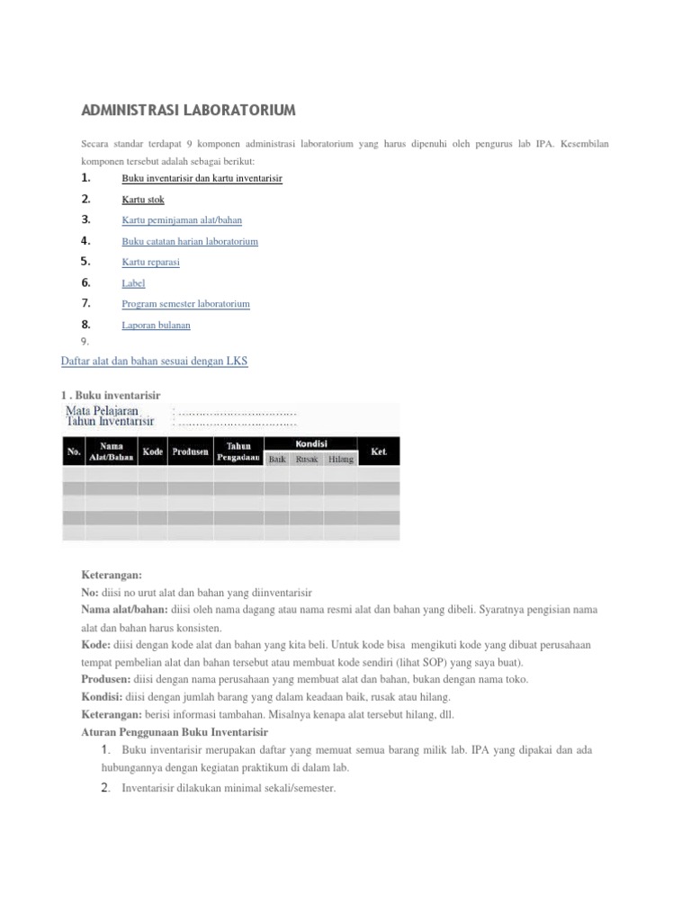 Administrasi Laboratorium | PDF
