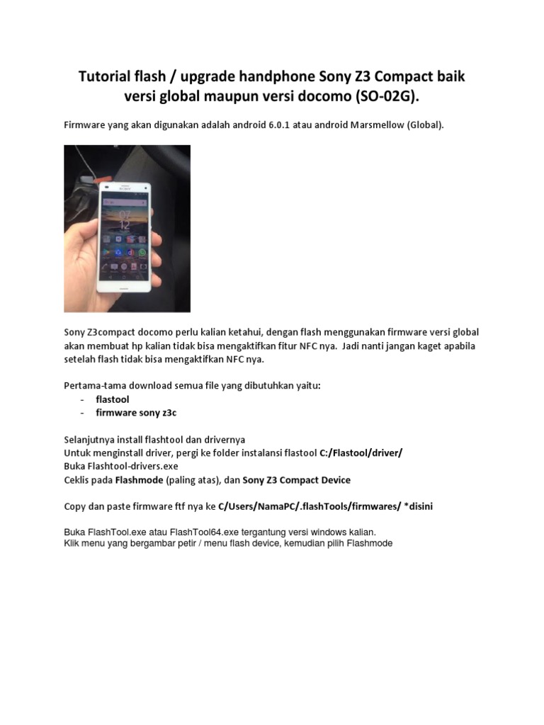 Tutorial Flash Sony Z3 Compact | PDF