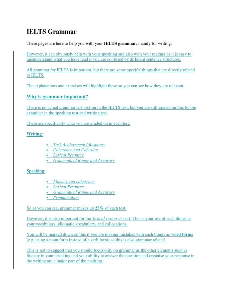 IELTS Grammar: Why Is Grammar Important? | PDF | Clause | Sentence ...