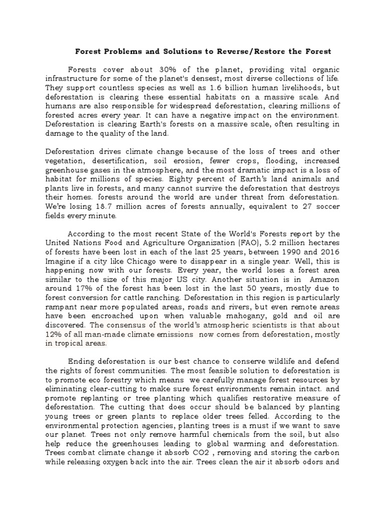 Forest Problems and Solutions To Reverse | PDF | Deforestation | Forests