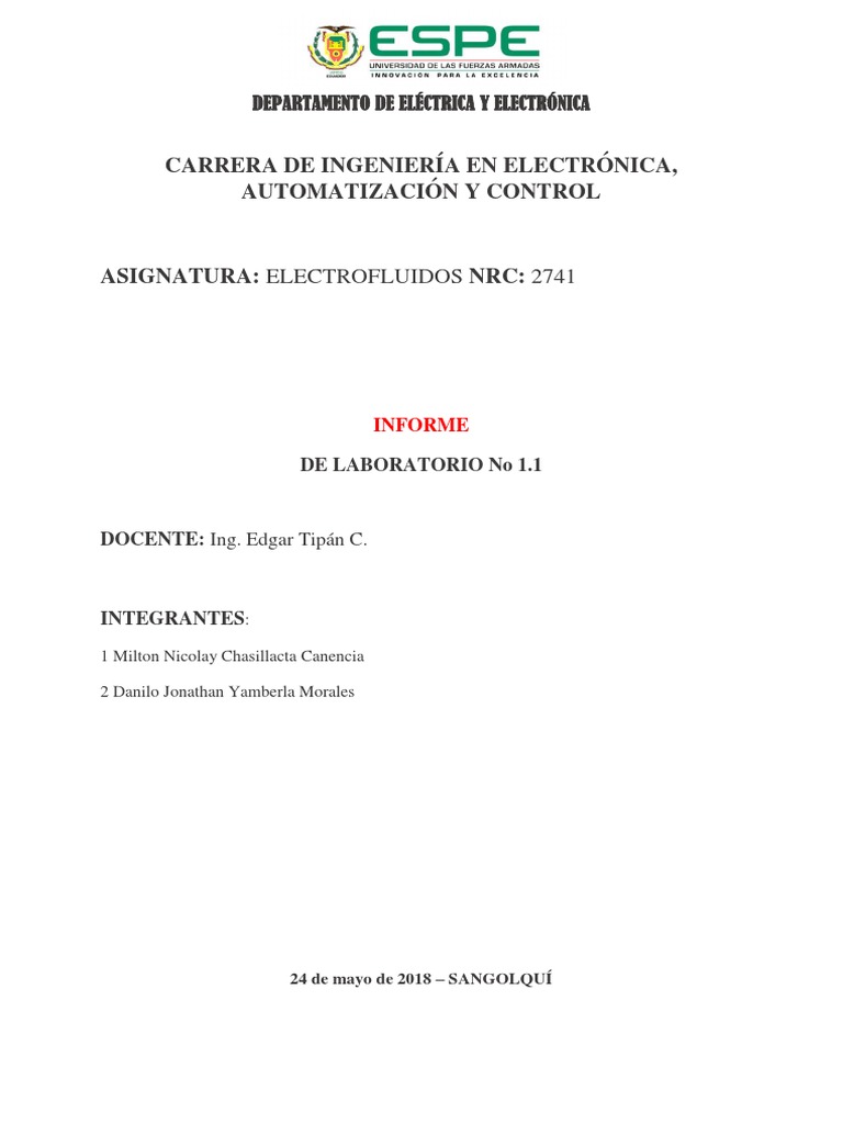 Informe 1.1 Electrofluidos - Secuencia | PDF | Neumática | Diseño