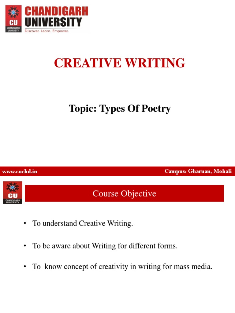 Poetry in Creative Writing | PDF | Rhyme | Poetic Form