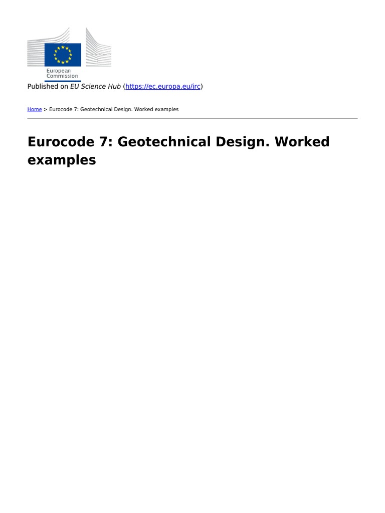 Eurocode 7: Geotechnical Design. Worked Examples: Published On EU ...