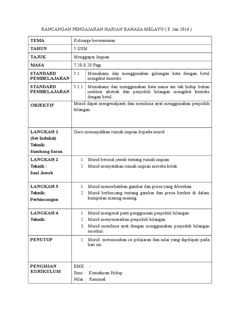 RPH RBT Tahun 4 | PDF