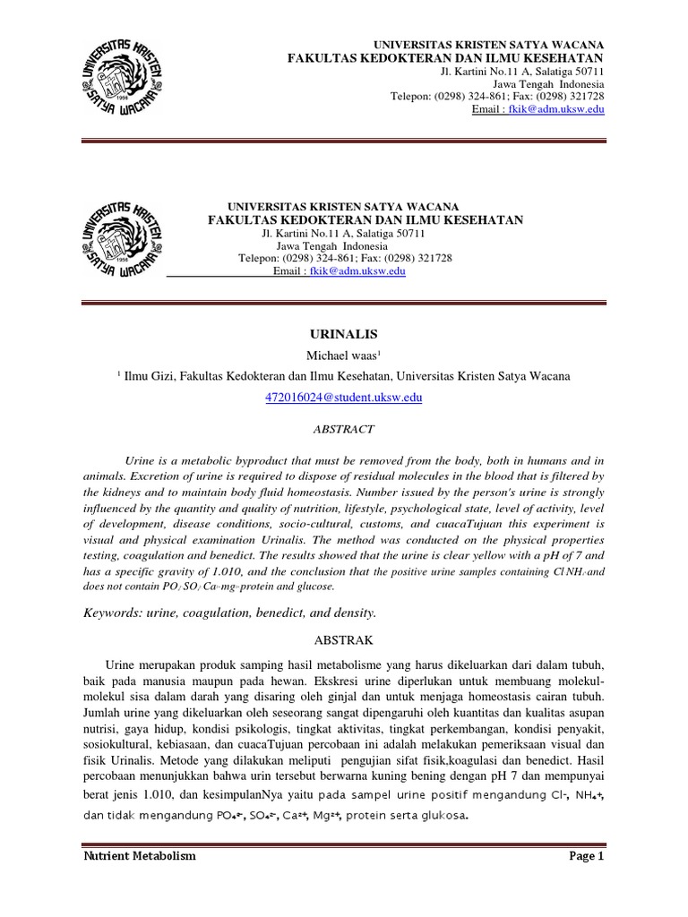 Urinalisis: Metode dan Hasil Uji | PDF