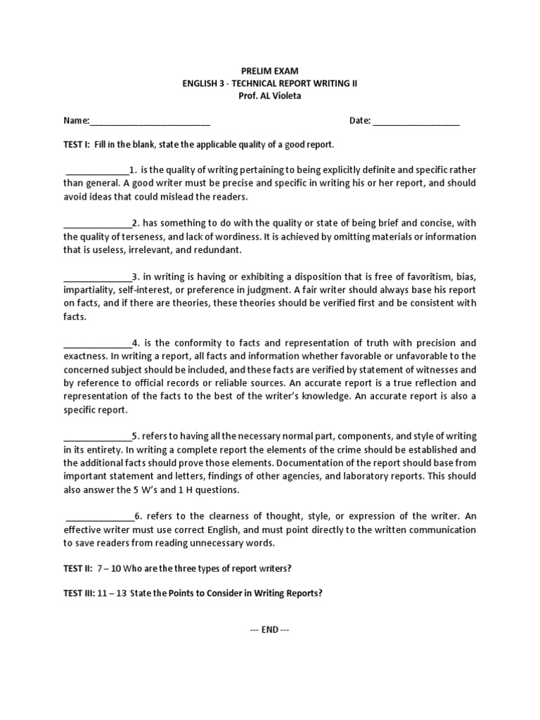 Prelim Exam Questions | PDF | Test (Assessment) | Theory