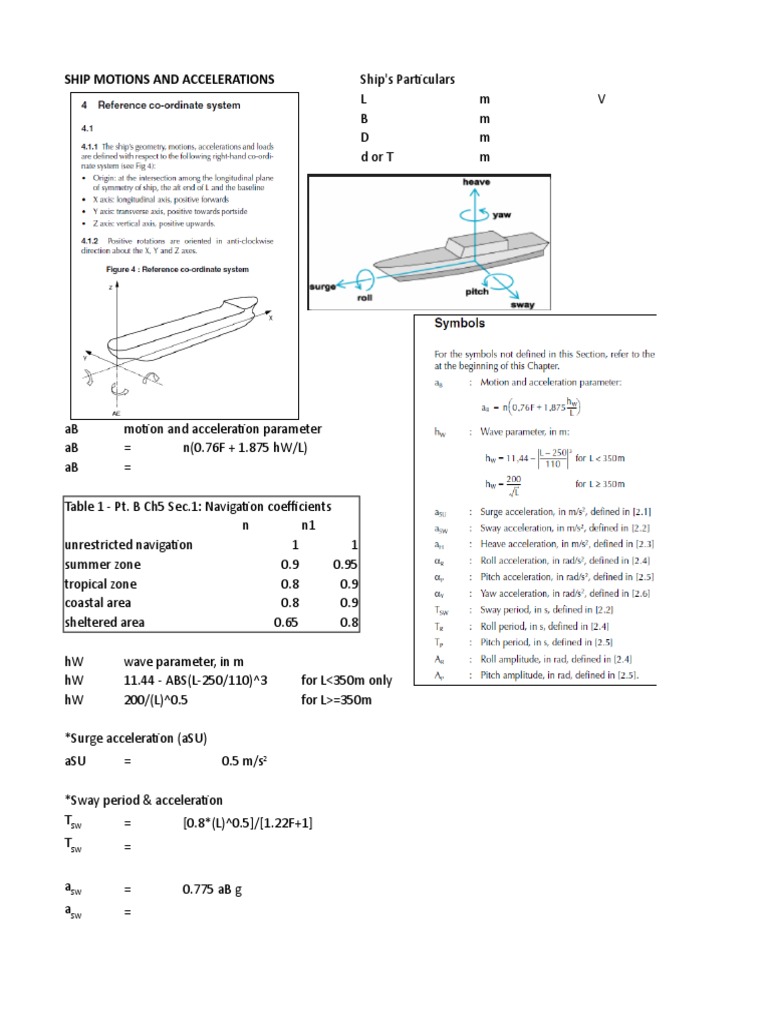 Ship Motion and Acceleration Parameters | PDF