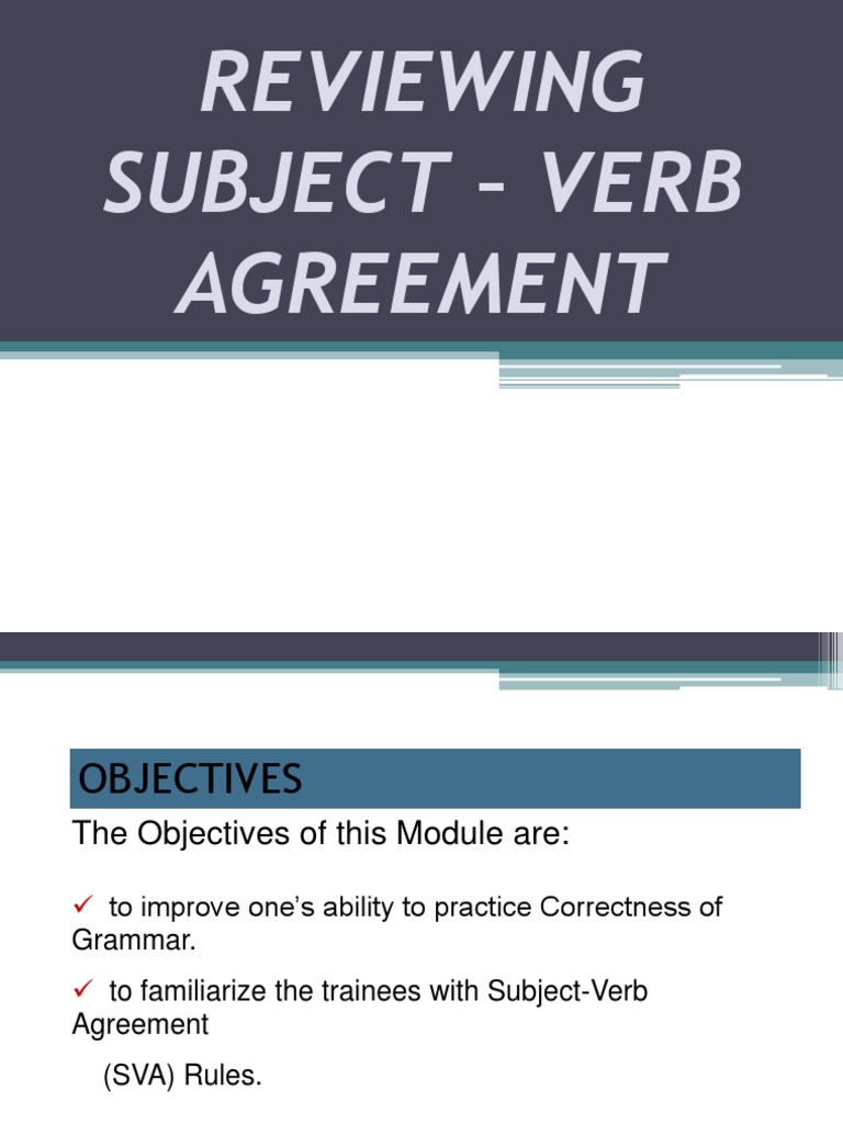 Reviewing Subject - Verb Agreement | PDF | Grammatical Number | Subject ...