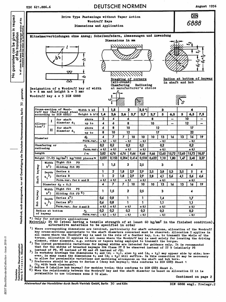 DIN-6888-Wood Ruff Key Dim and Applicatioin | PDF | Machines ...