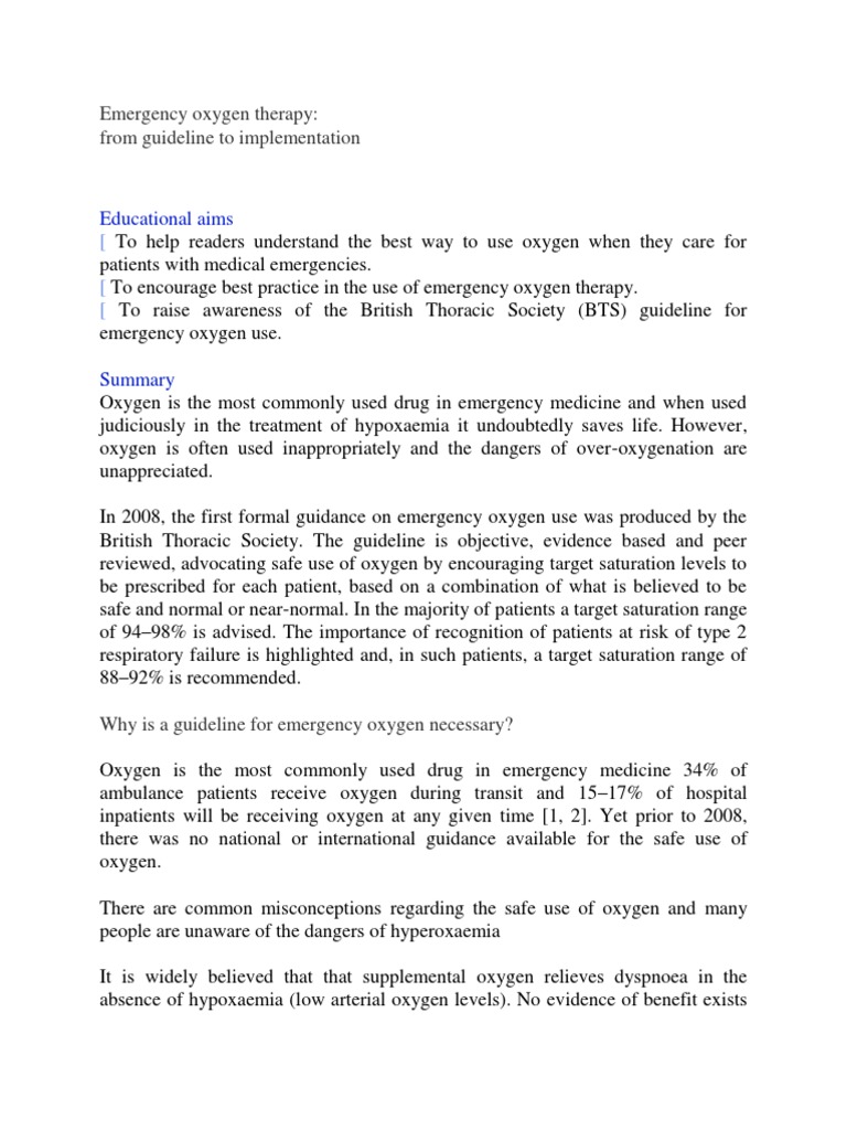 Guidelines for Emergency Oxygen Use | PDF | Chronic Obstructive ...