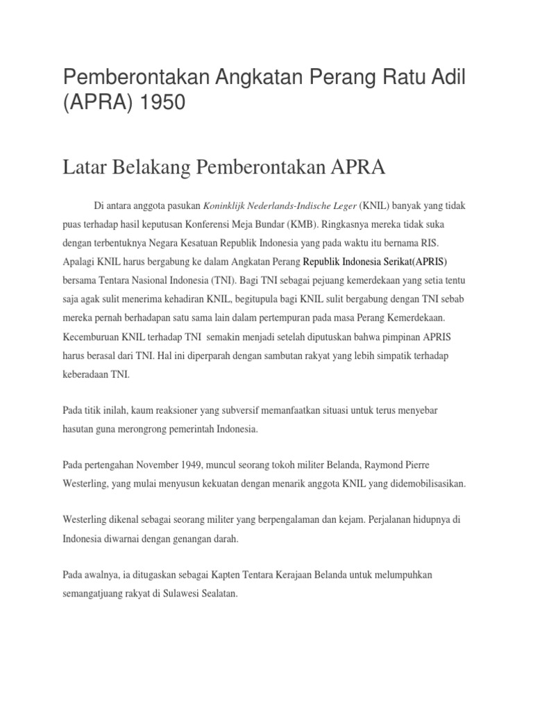 Pemberontakan APRA 1950 di Jawa Barat | PDF