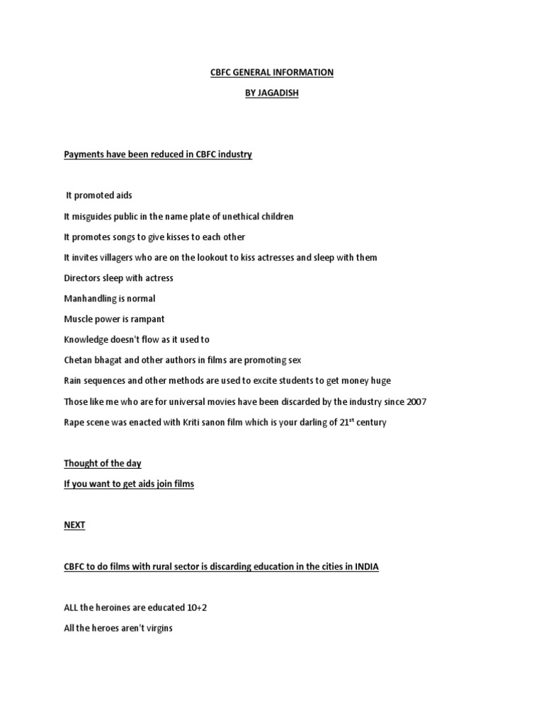 CBFC Films General Information PDF | PDF | Employment | Entrepreneurship