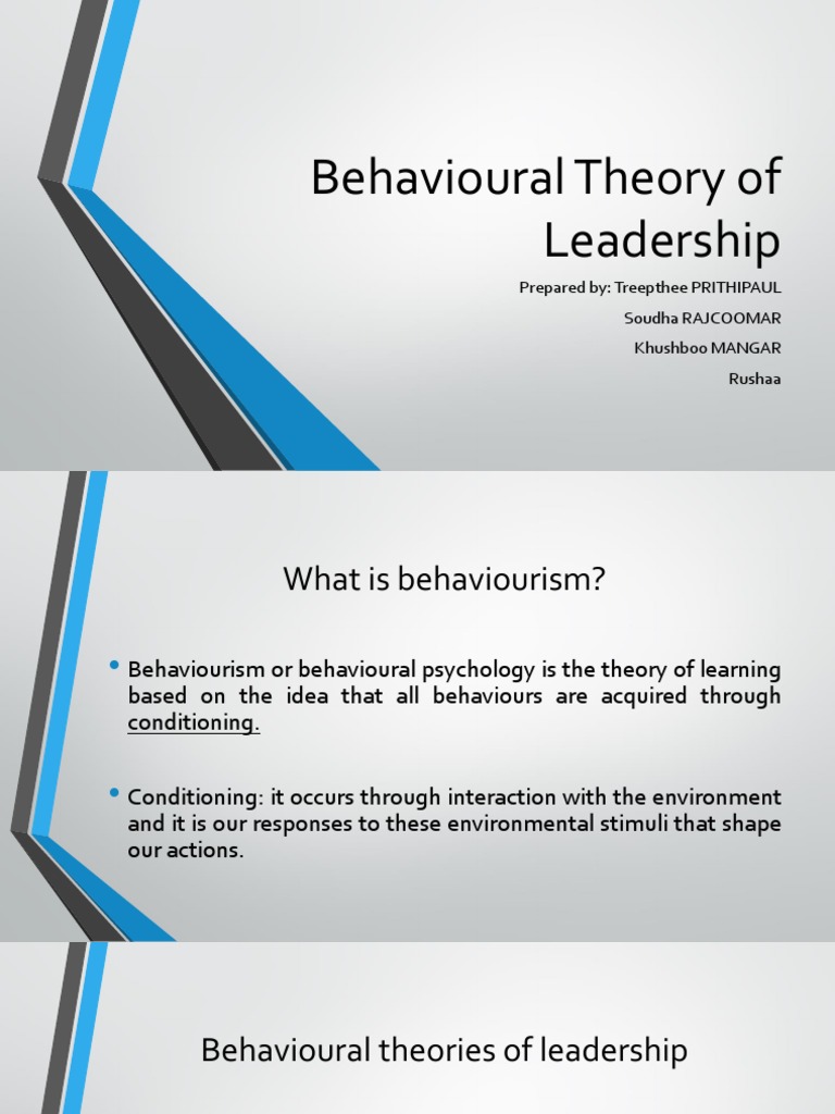 Behavioural Theory of Leadership | PDF | Behaviorism | Leadership