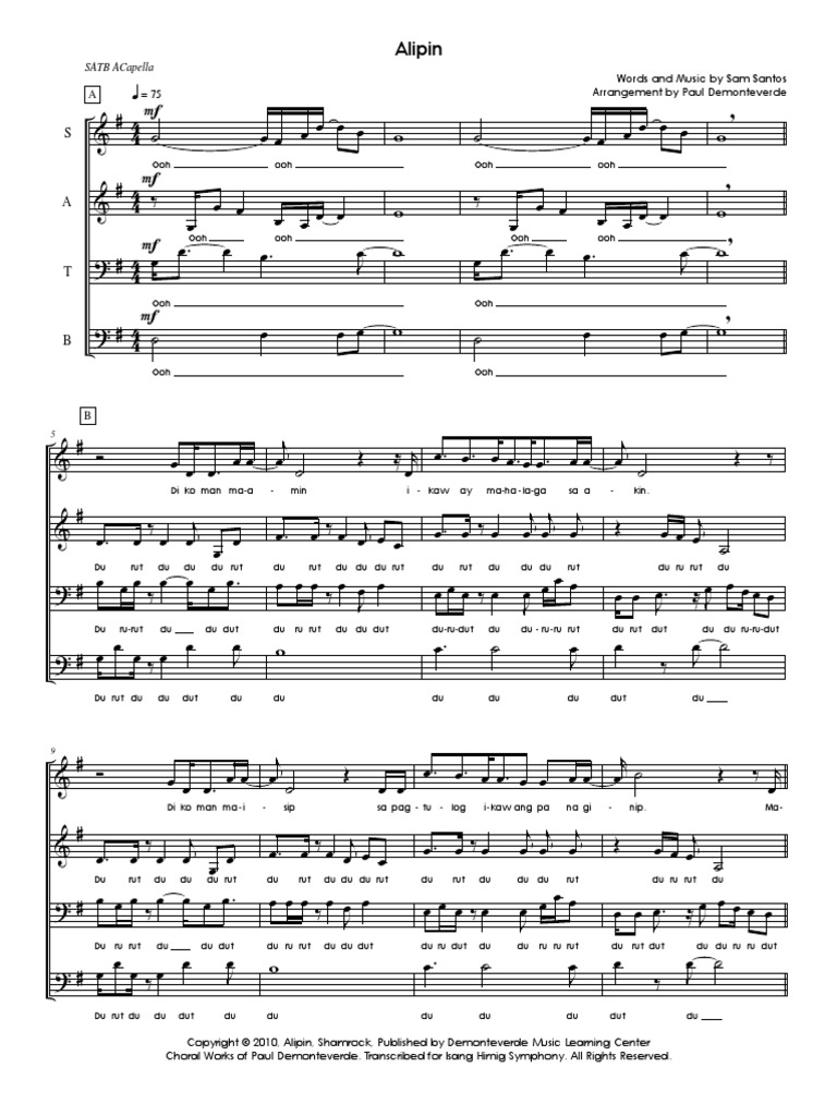 Shamrock - Alipin (SATB Sheet Music) PDF | PDF