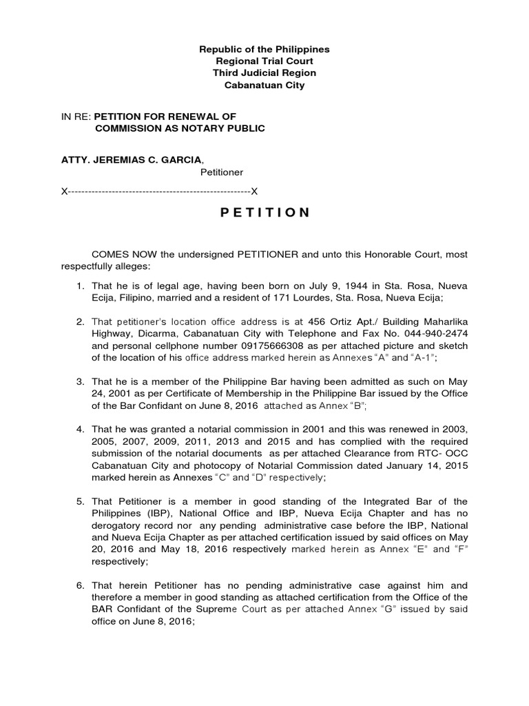 Petition: Republic of The Philippines Regional Trial Court Third ...